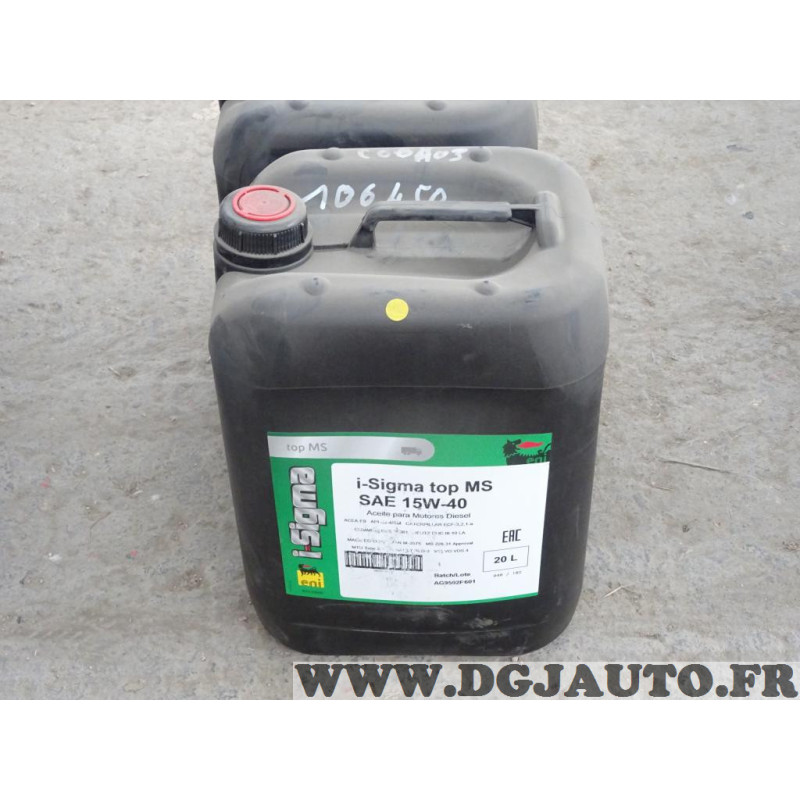 Bidon 20L 20 litres huile moteur ENI i-Sigma top MS SAE 15W40 106450 moteur diesel ACEA E9 ...